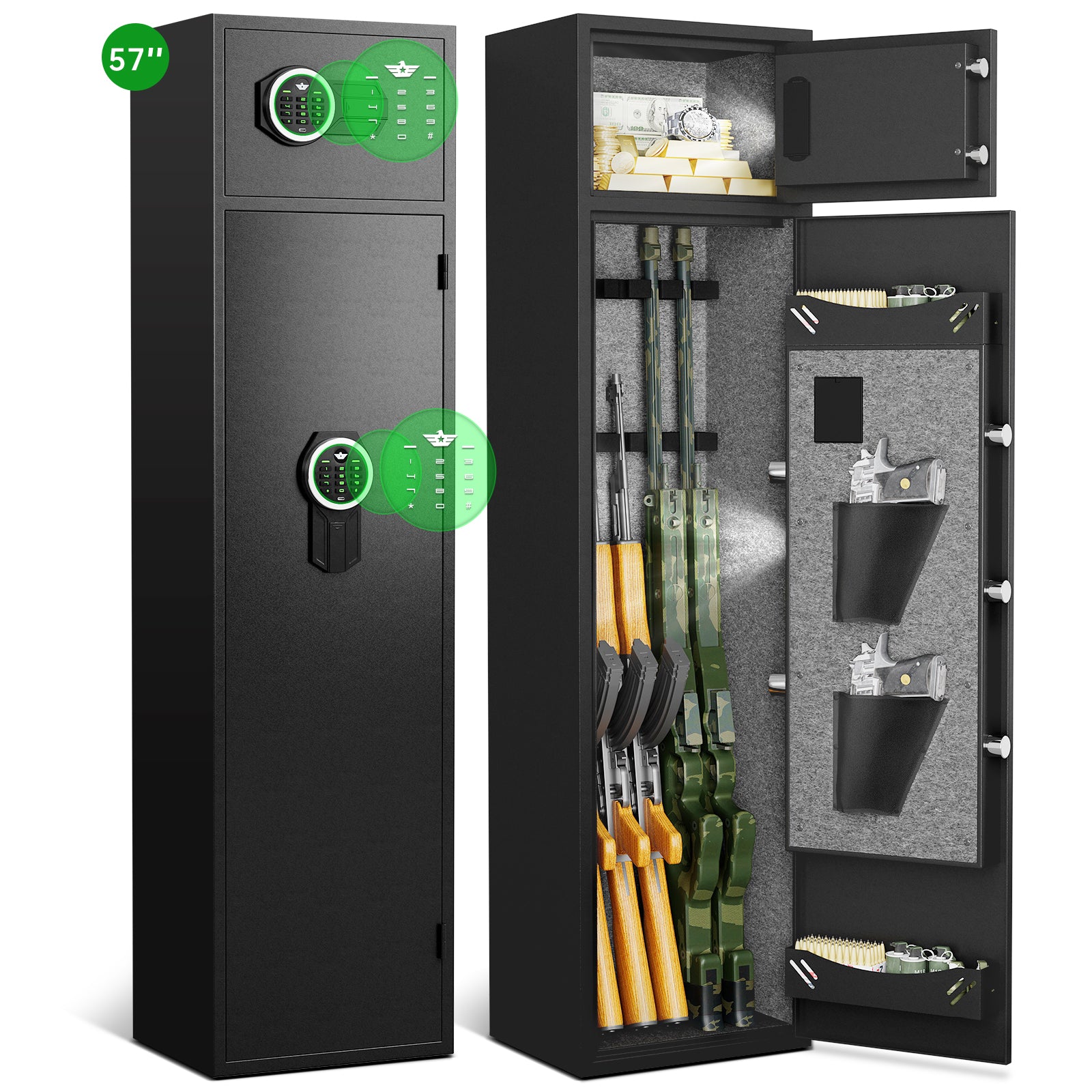 KAV-2411-4-5 Gun Safe Digital Rifle Safe with Drawer – KaveySafe