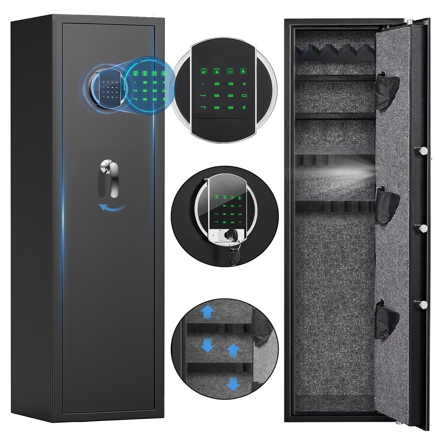 M/Electric Gun Safe, Rifle Safe with LCD Sreen and Silent Mode for Hom ...